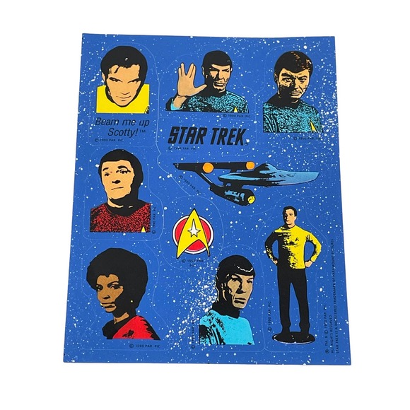 Star Trek | Other | Vintage Star Trek Sticker Sheet 99 90s Beam Me Up ...